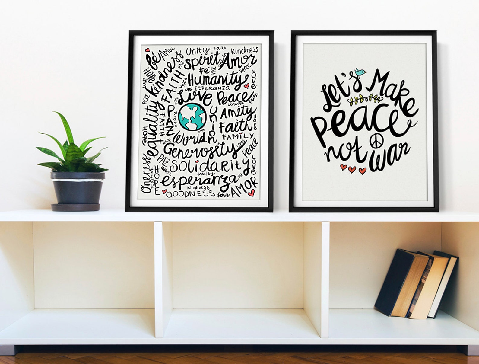 World Peace Positive Messages Typography Poster Prints in 8x10 - Etsy