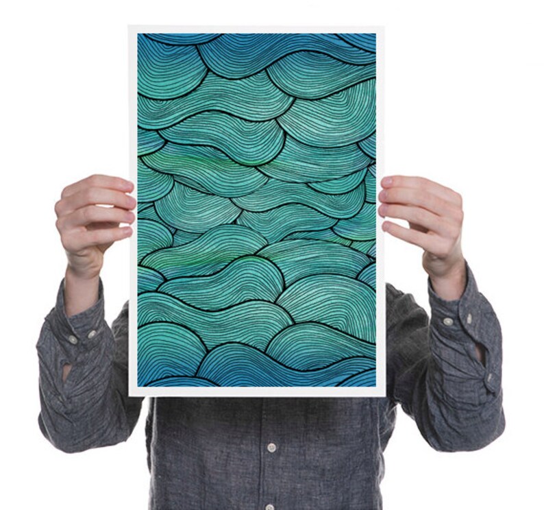 Poster Print 8x10 or 11x14 Sea Waves Pattern for Your Home - Etsy
