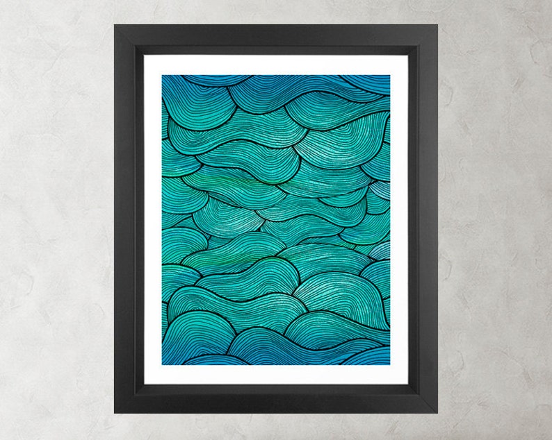 Poster Print 8x10 or 11x14 Sea Waves Pattern for Your Home - Etsy