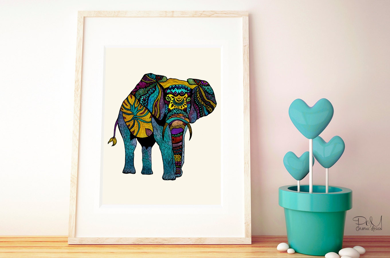 Poster Print in 8 X 10 or 11 X 14 - Elephant of Namibia Tribal ...