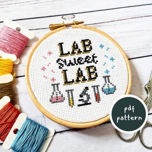 Lab Sweet Lab Science Lab Cross Stitch Pattern Perfect for Science ...