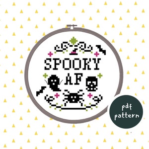 Spooky Cross Stitch Pattern Bundle Spooky AF and Boo Bees Gothic Style ...