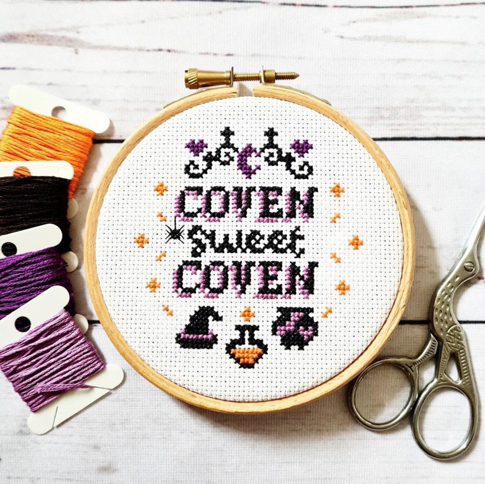 Witchy Cross Stitch Pattern - Coven Sweet Coven - Halloween Themed ...