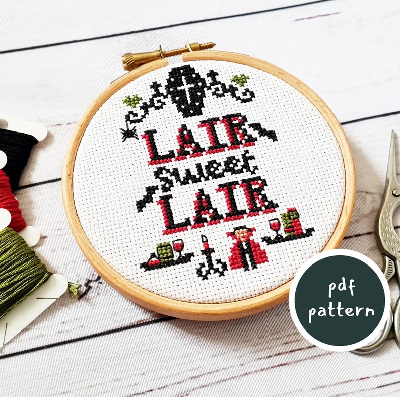 Gothic Cross Stitch Pattern Lair Sweet Lair Dracula Blood - Etsy