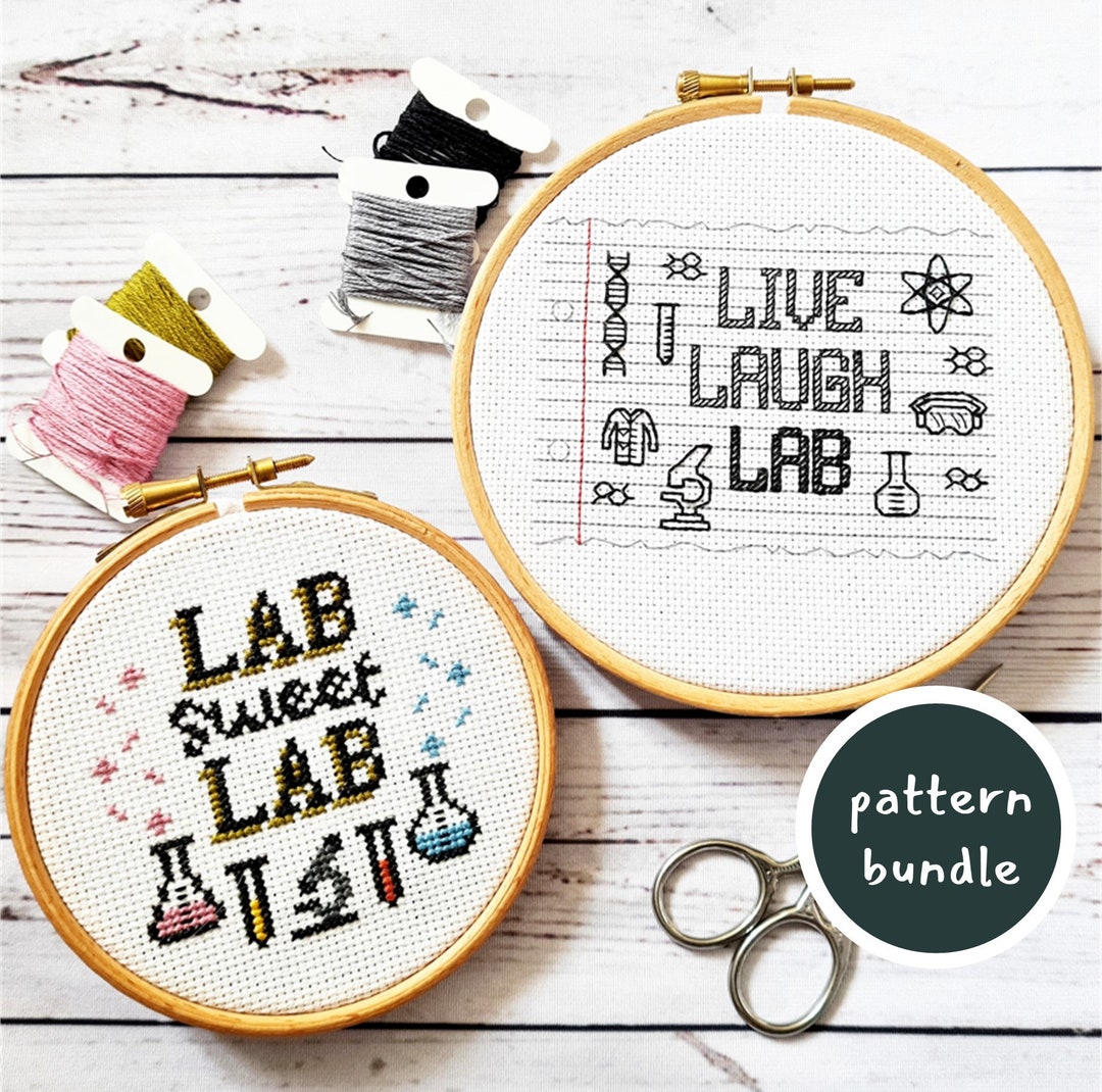 Science Themed Cross Stitch and Back Stitch Pattern Bundle - Beginner ...
