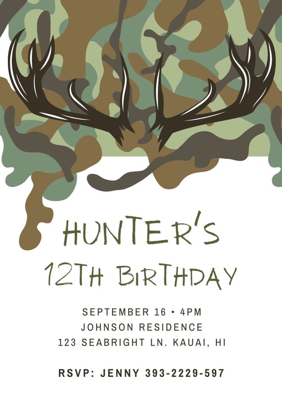 Hunting Camo Birthday Invitations Printable FREE PRINTABLE)