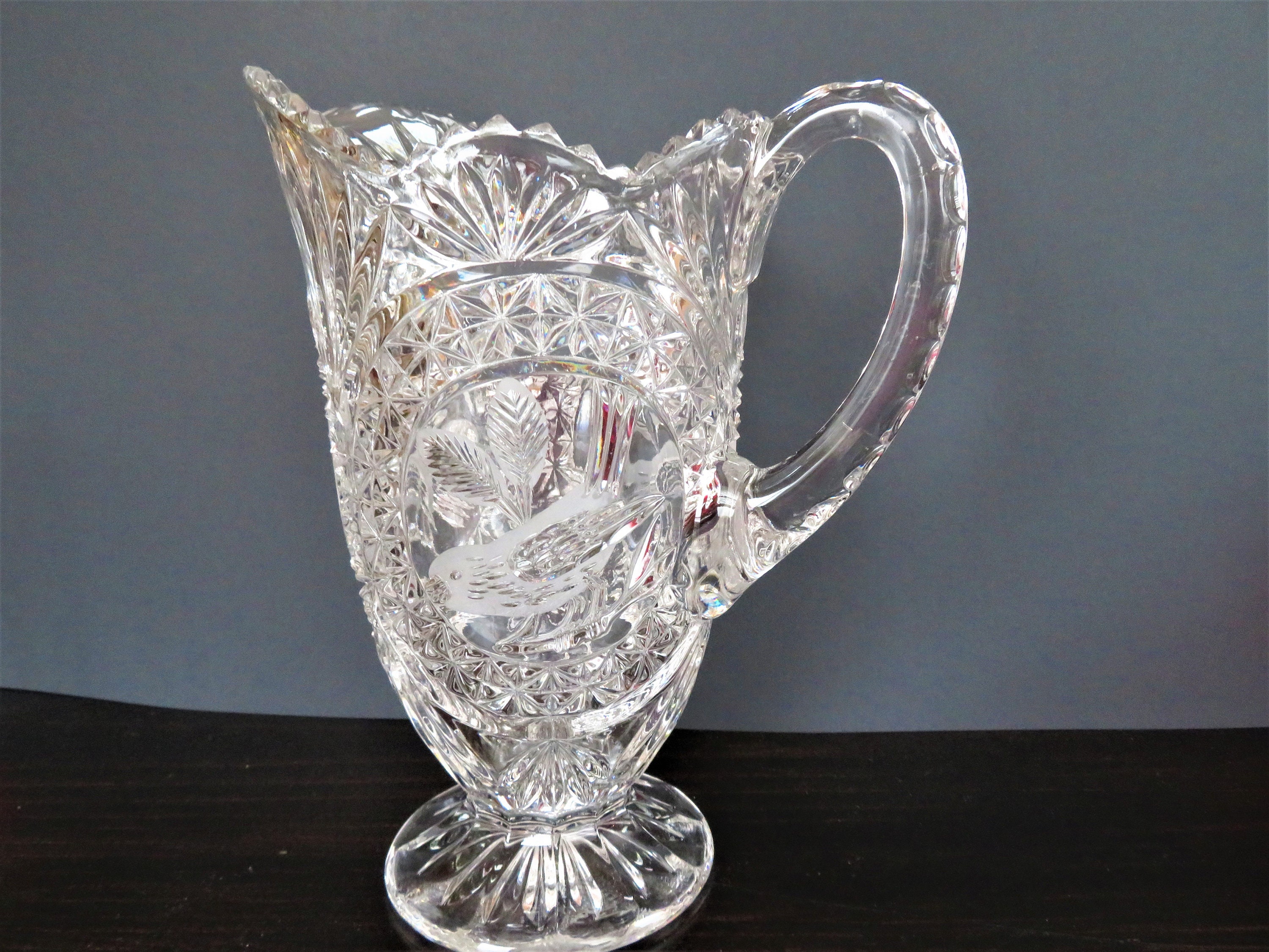 Hofbauer Bleikristall Byrdes Crystal Pitcher, 9.25" Tall, Bird Design ...