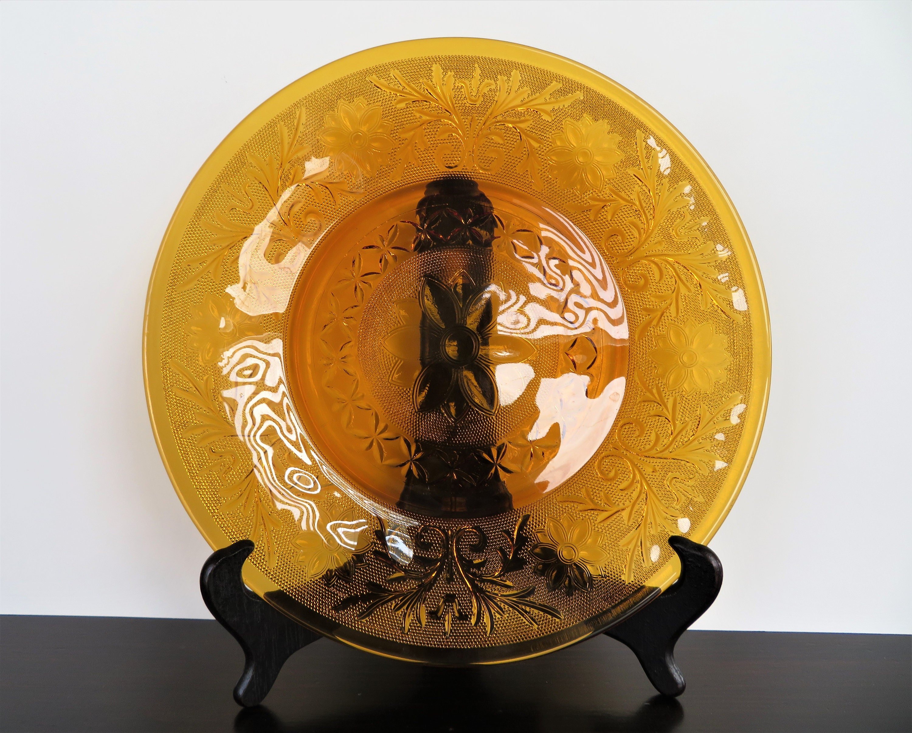 Large Cake Torte Plate Platter Tray Amber Tiara Sandwich Glass 12 Inch ...