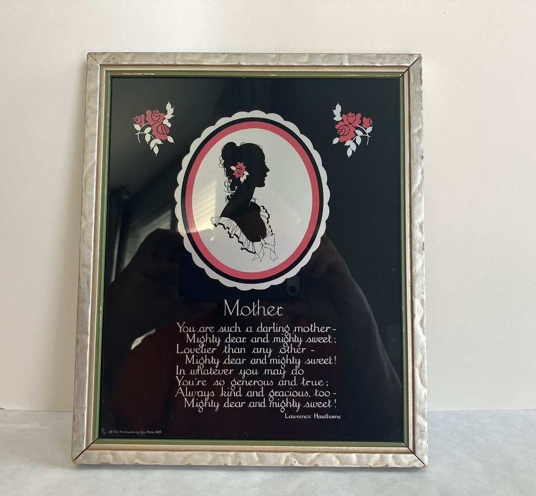 Framed Print and Poem Entitled 'mother' by Lawrence Hawthorne, Silver ...