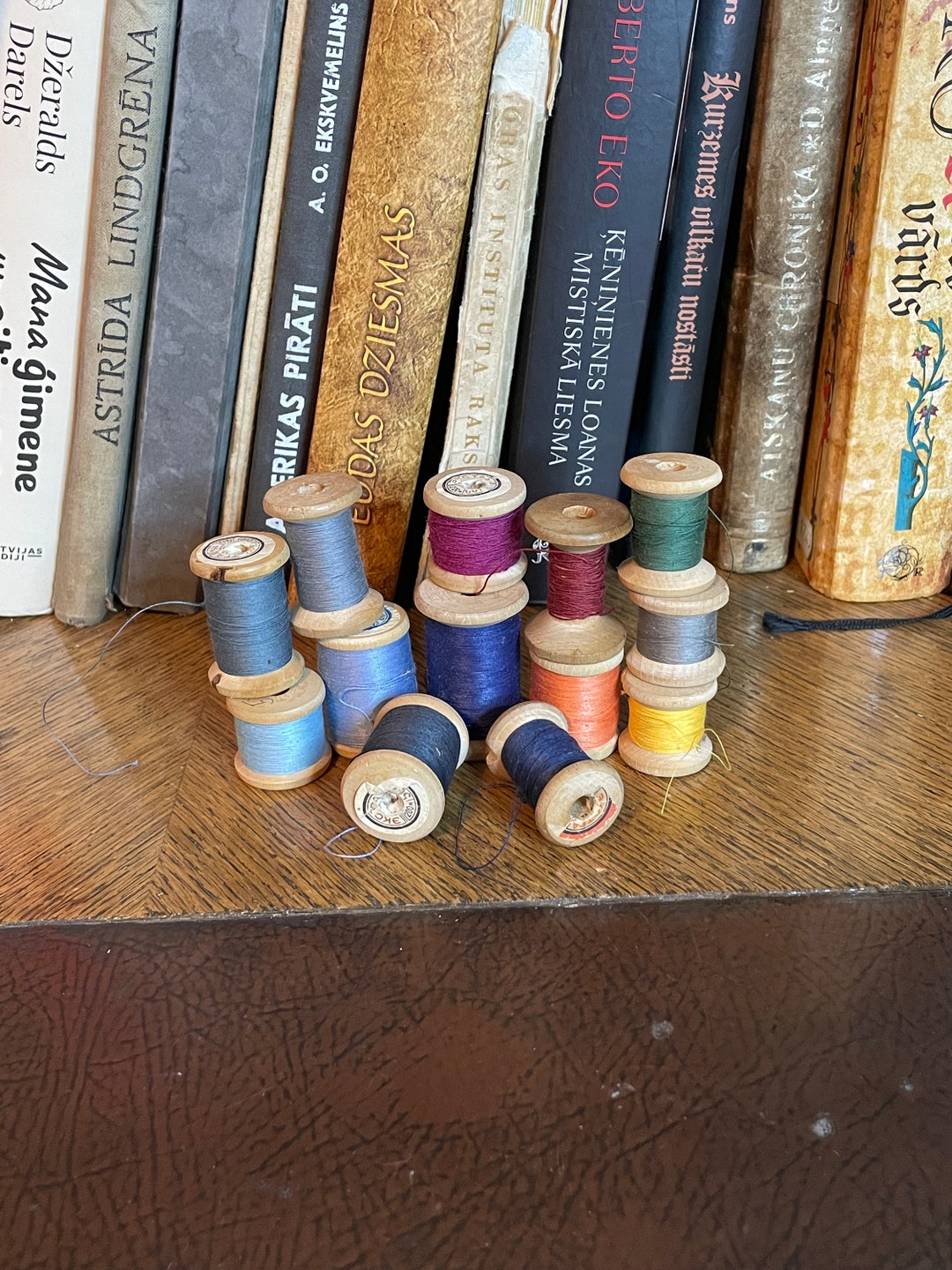 Vintage Wooden Thread Spools With Original Threads. Set of Thirteen. - Etsy