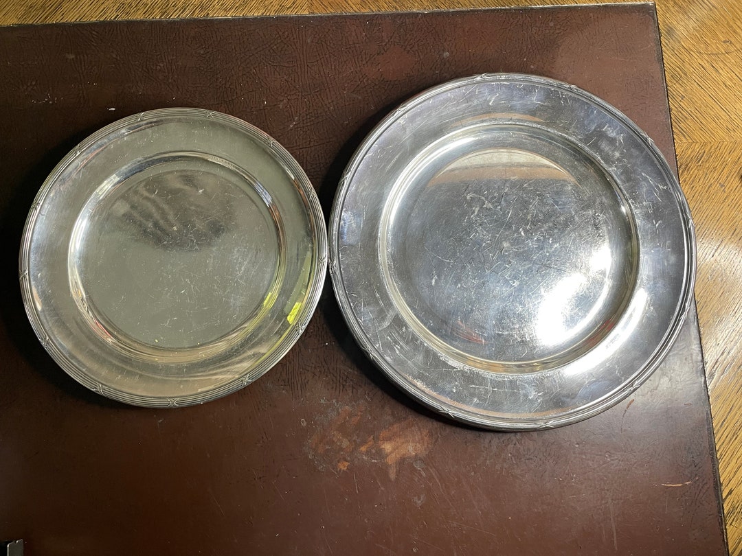 Two Large Metal Plates. Vintage Metal Plates. Set of Two Metal Plates ...