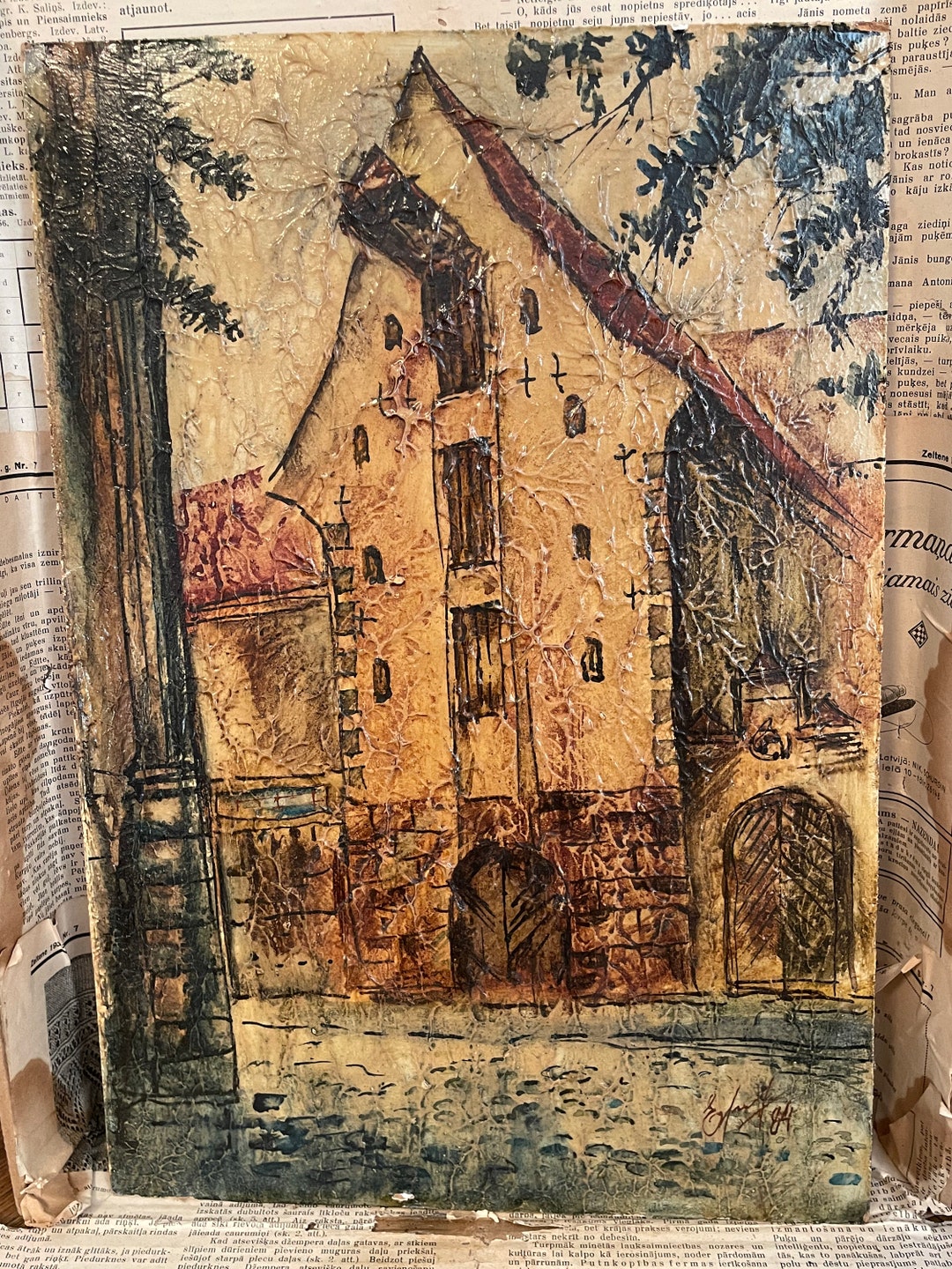 Vintage Oil Painting. an Old Painting With a View of Riga. - Etsy