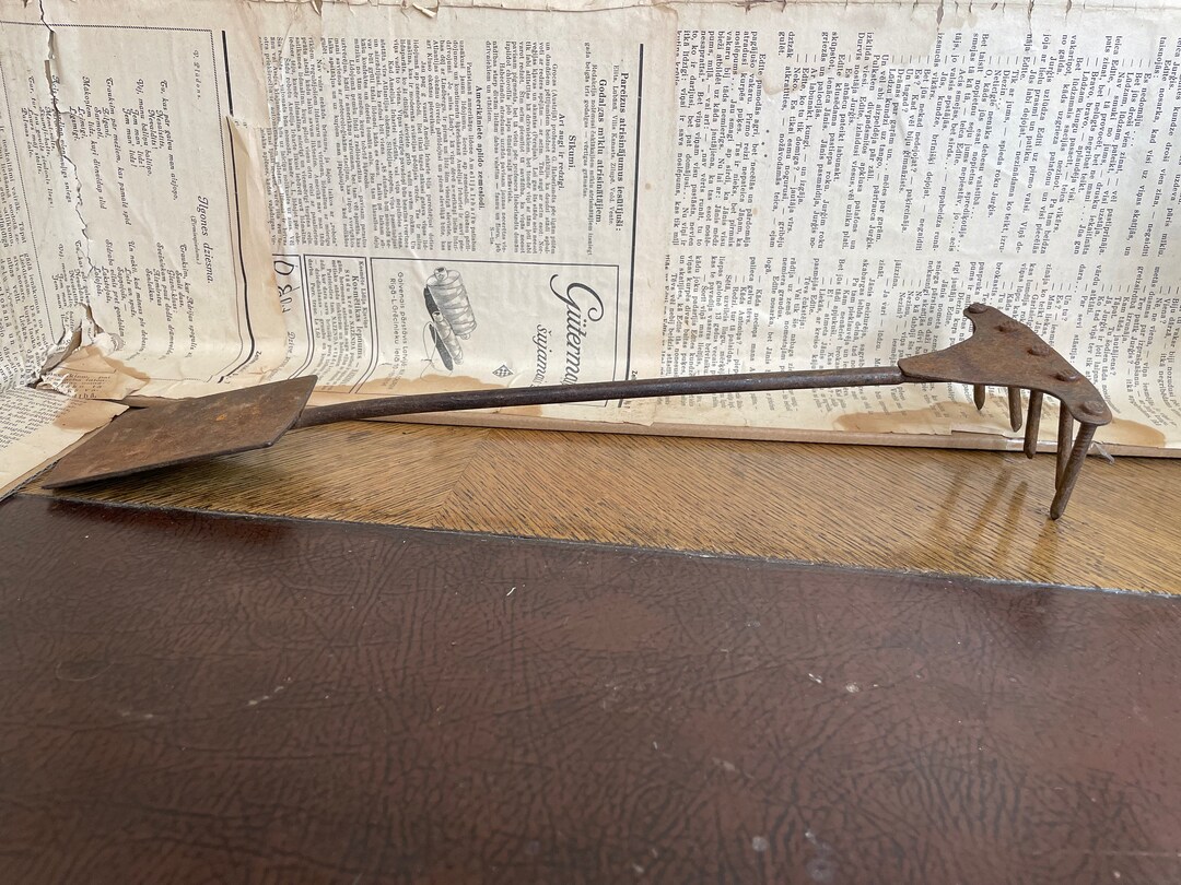 Vintage Homemade Rake With Shovel. Vintage Homemade Children's Sandbox ...