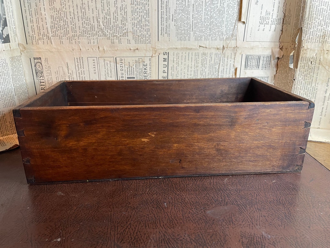 Vintage Wooden Storage Box. Long Storage Box. - Etsy