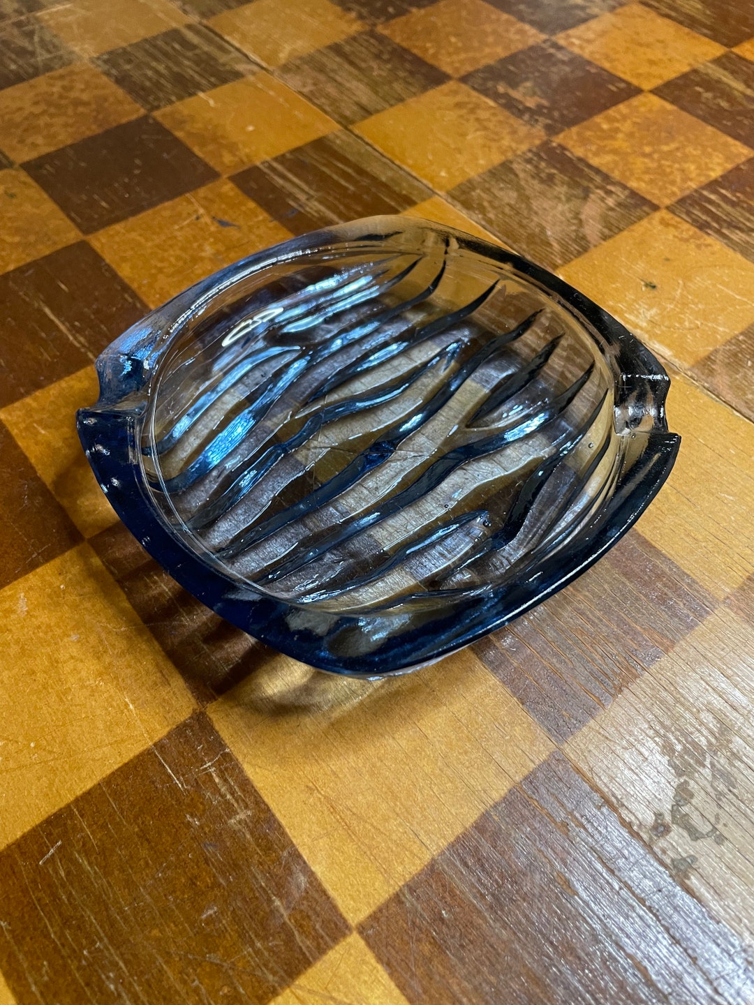 Soviet, Vintage, Old Blue Cast Glass Ashtray - Etsy