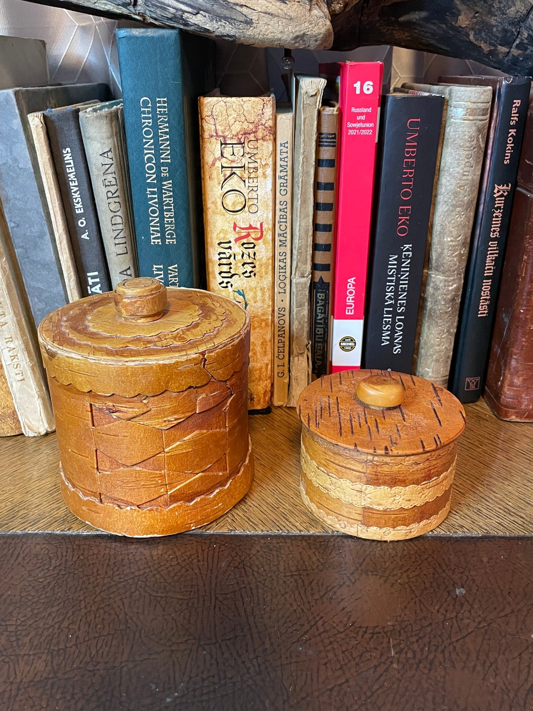 Set of Two Vintage Birch Bark Containers. - Etsy