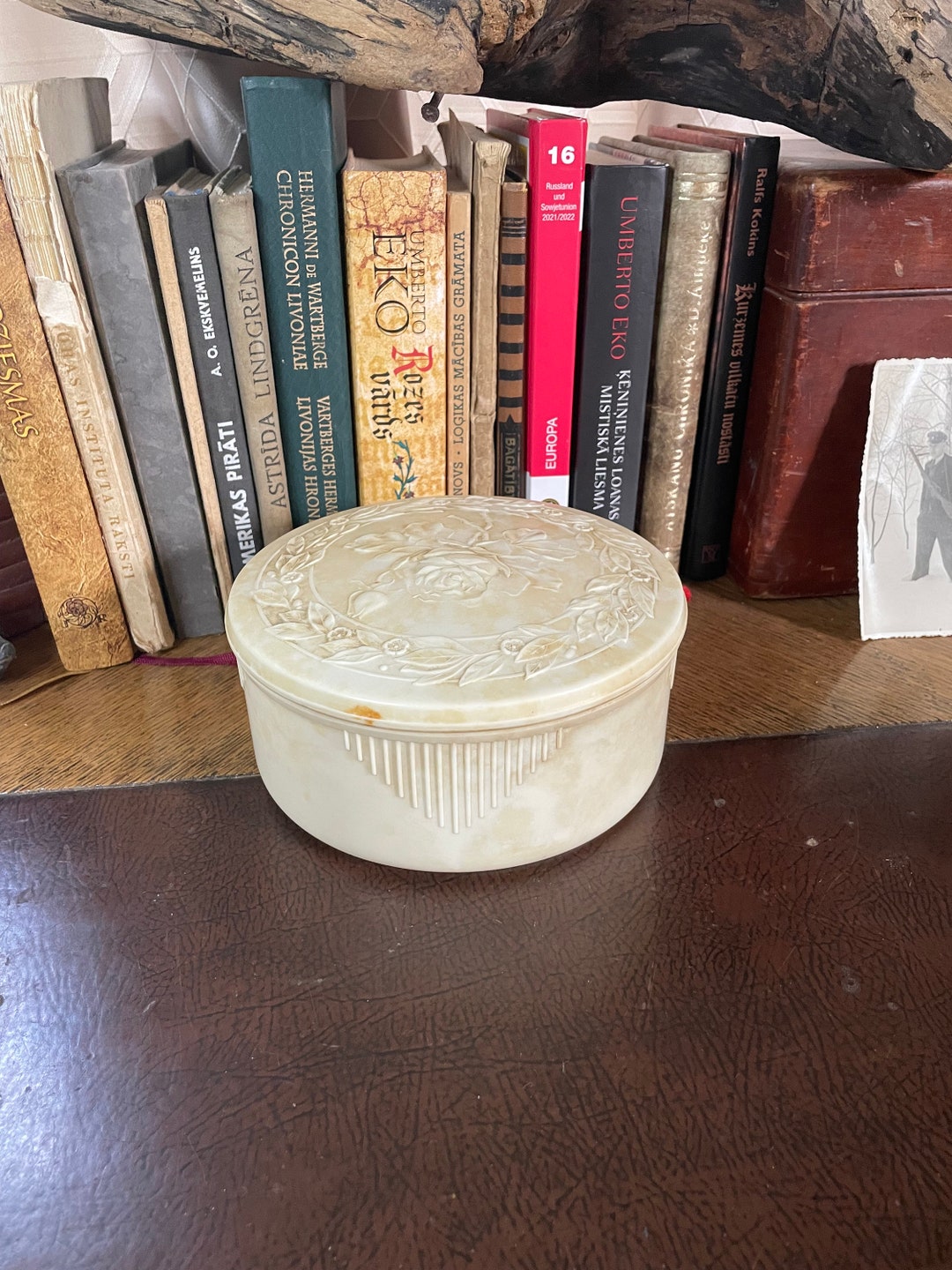 Vintage Plastic Storage Container With Rose Ornament. - Etsy