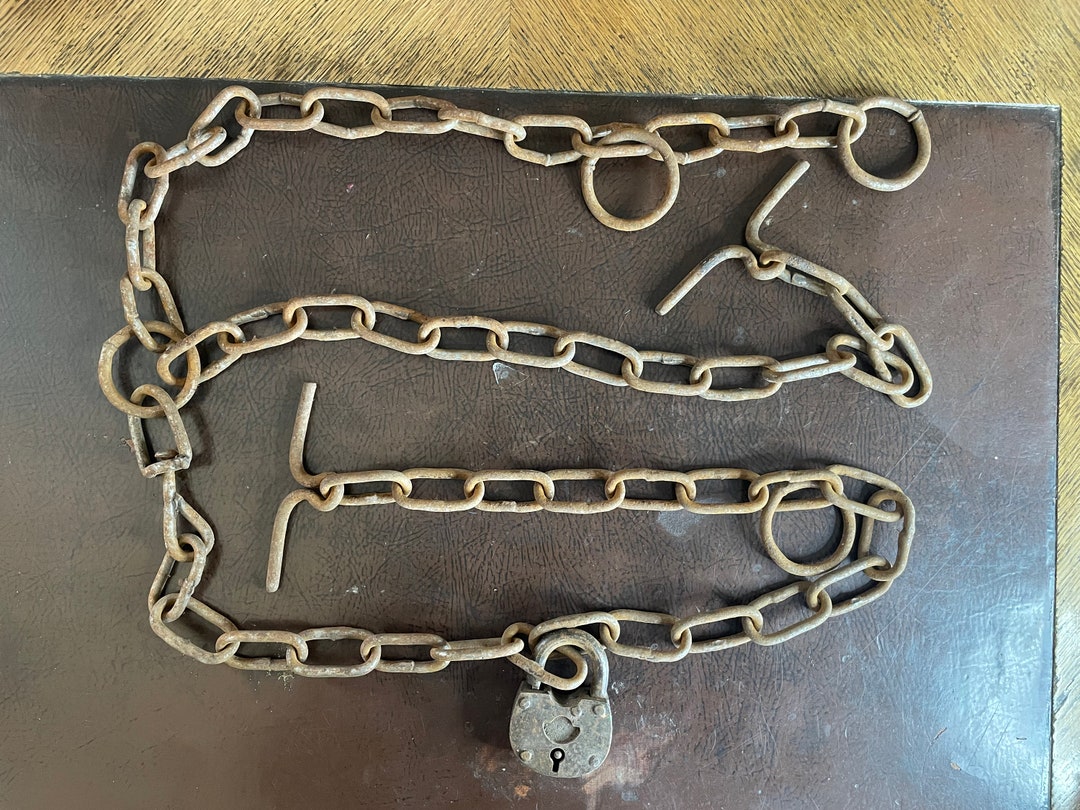 A Rusted Cow Chain With a Small Padlock. - Etsy