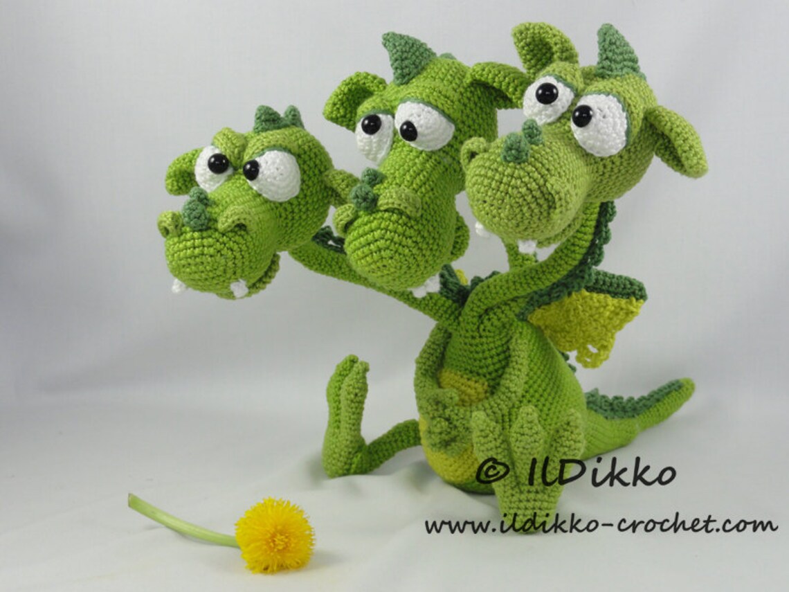 Amigurumi Pattern Brutus-Brian-Boris the Three Headed Dragon | Etsy