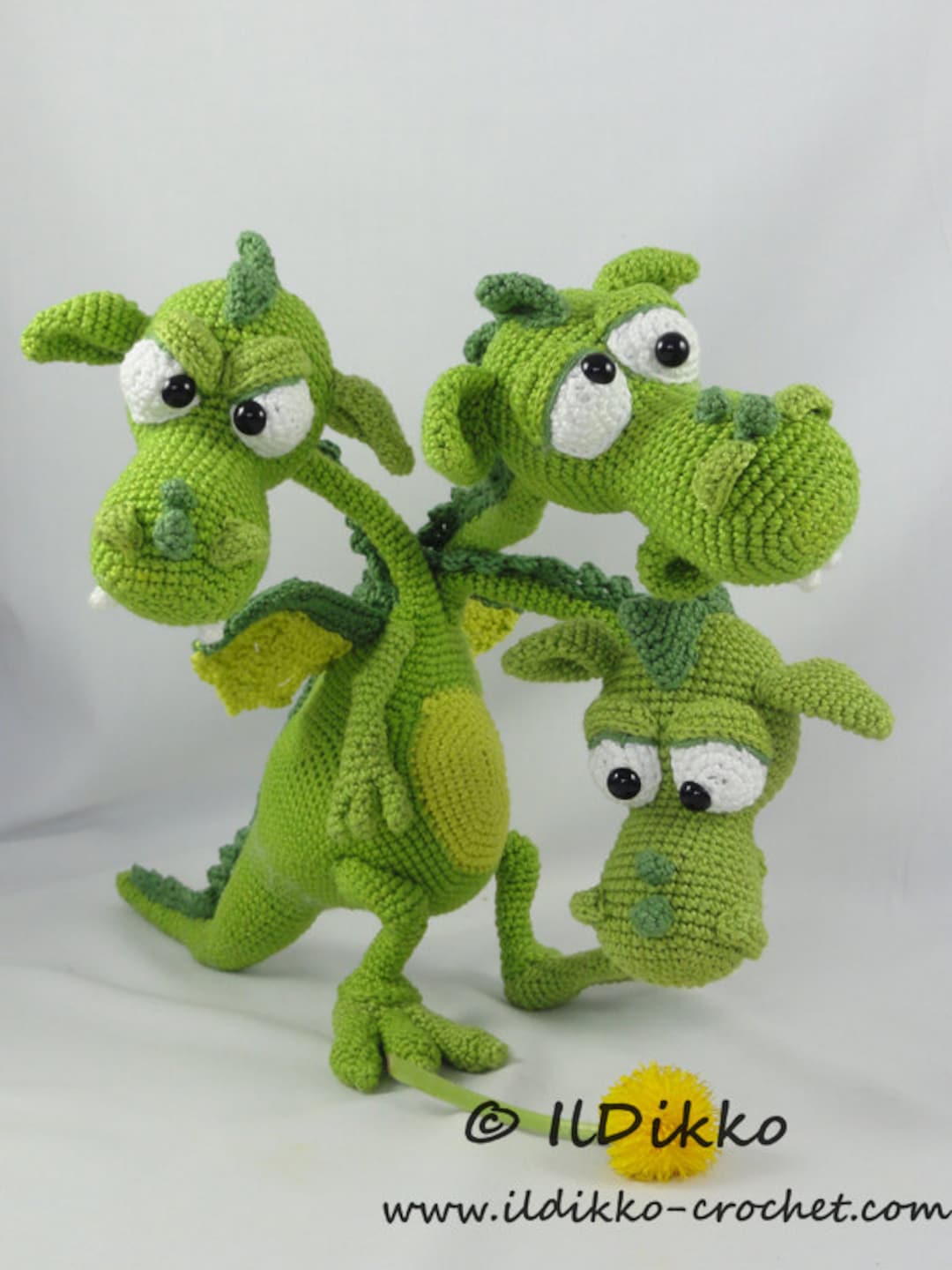 Amigurumi Häkel Muster - Brutus- Brian-boris Der Dreiköpfige Drache ...