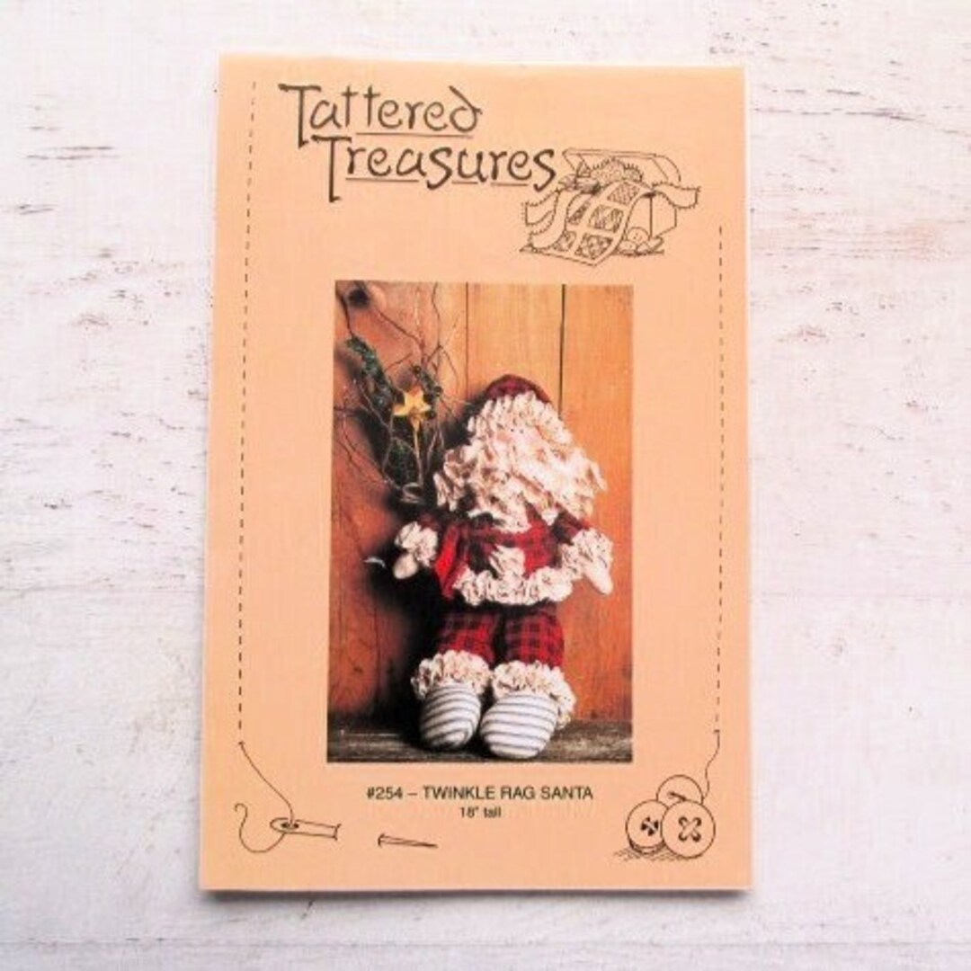 UNCUT Twinkle Rag Santa Pattern Tattered Treasures 254 Stuffed Santa ...