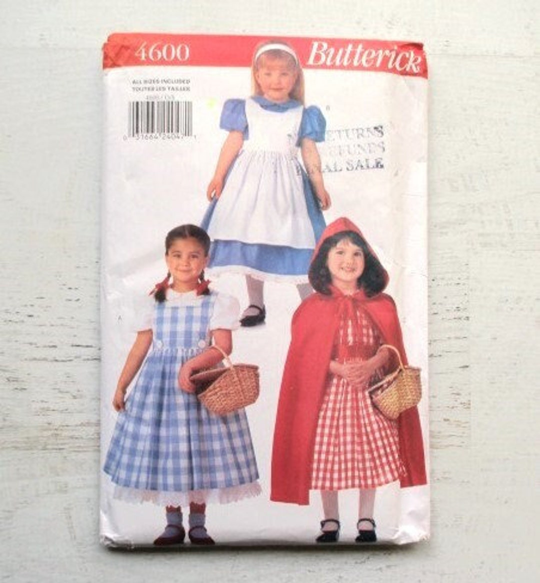 Butterick UNCUT 4600 Children's Costume Alice in Wonderland, Dorothy ...