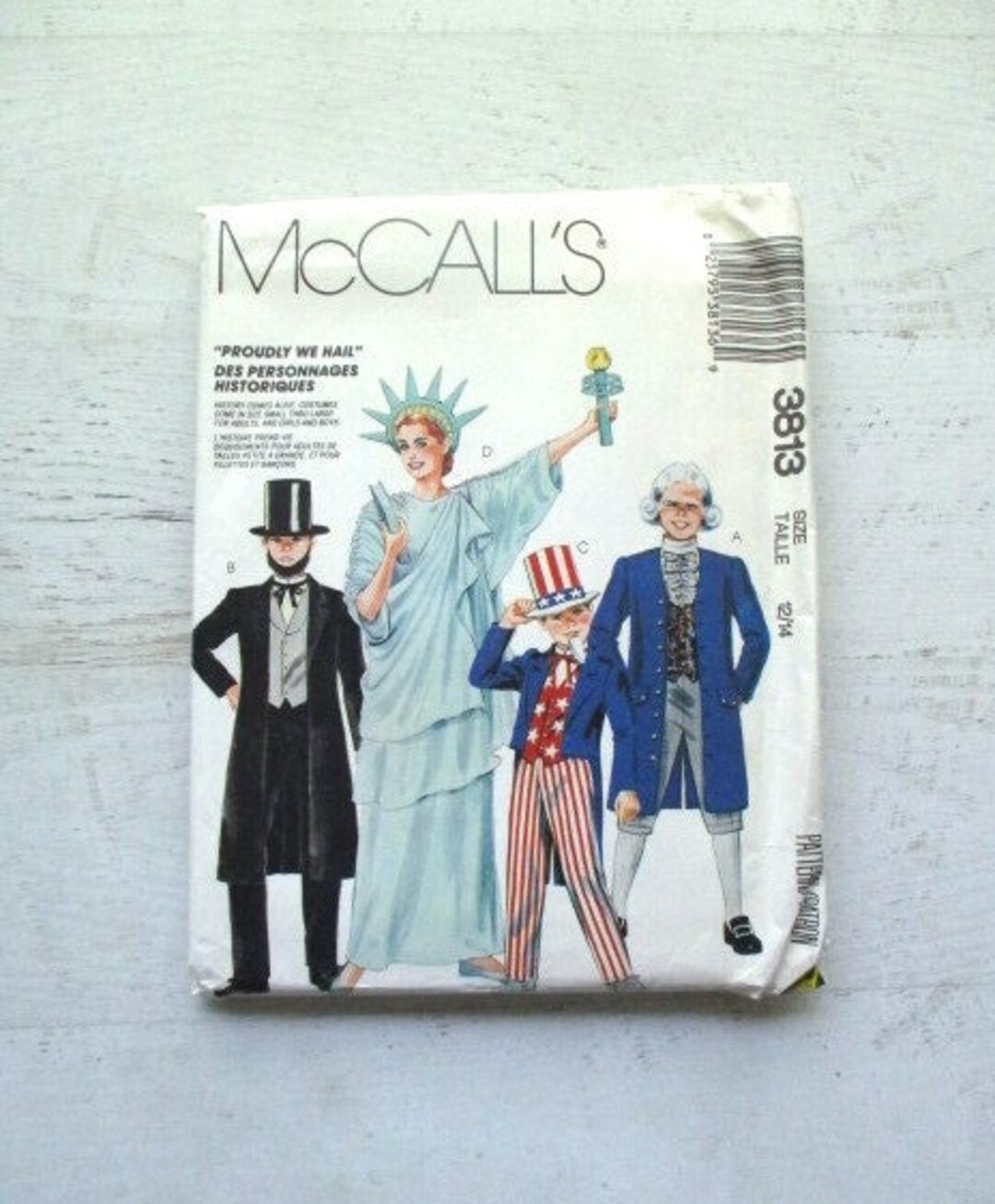 Mccall's UNCUT 3813 Boys'/girls' Costumes Statue of Liberty, Lincoln ...