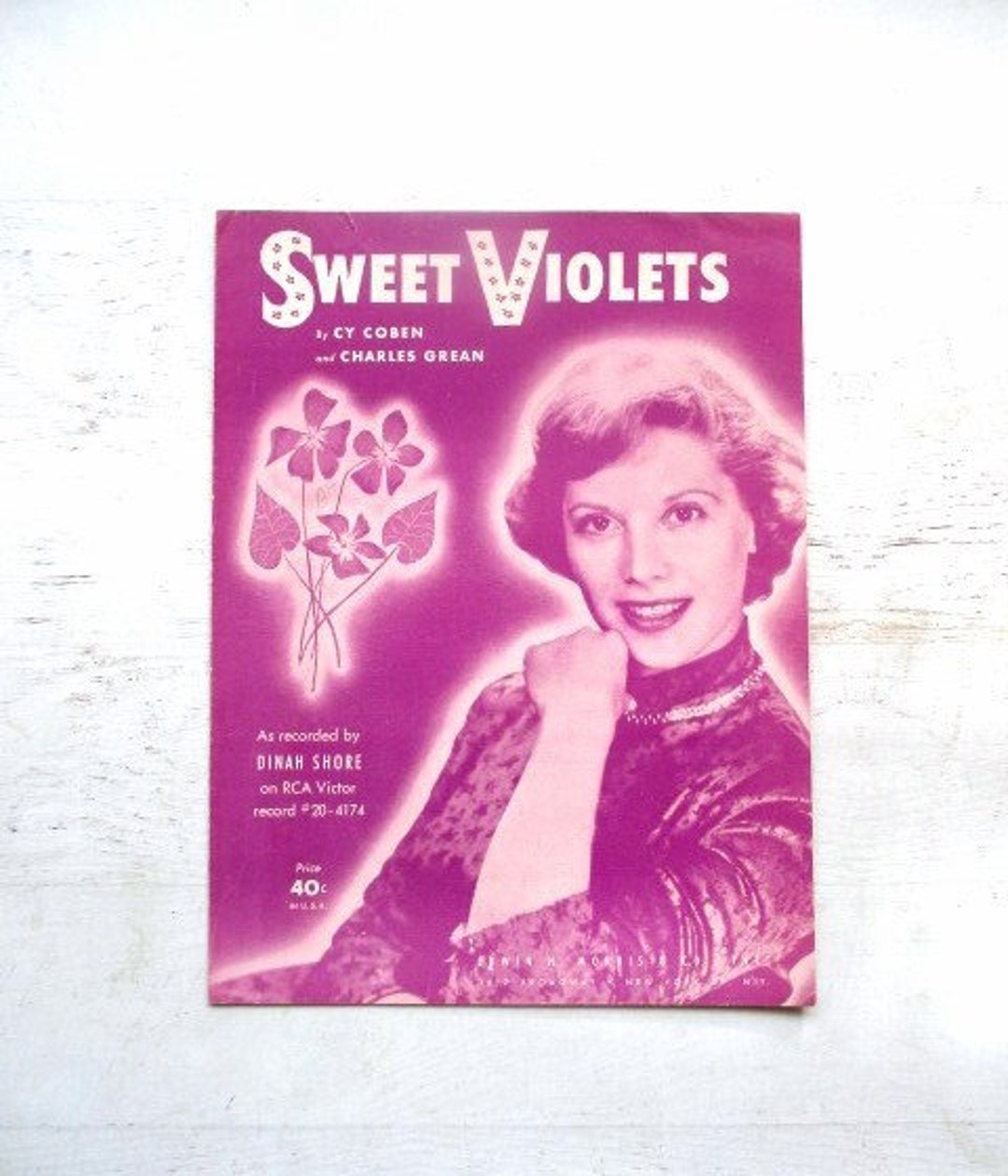 1951 Sheet Music sweet Violets Lyrics and Music by Cy Coben and Charles ...