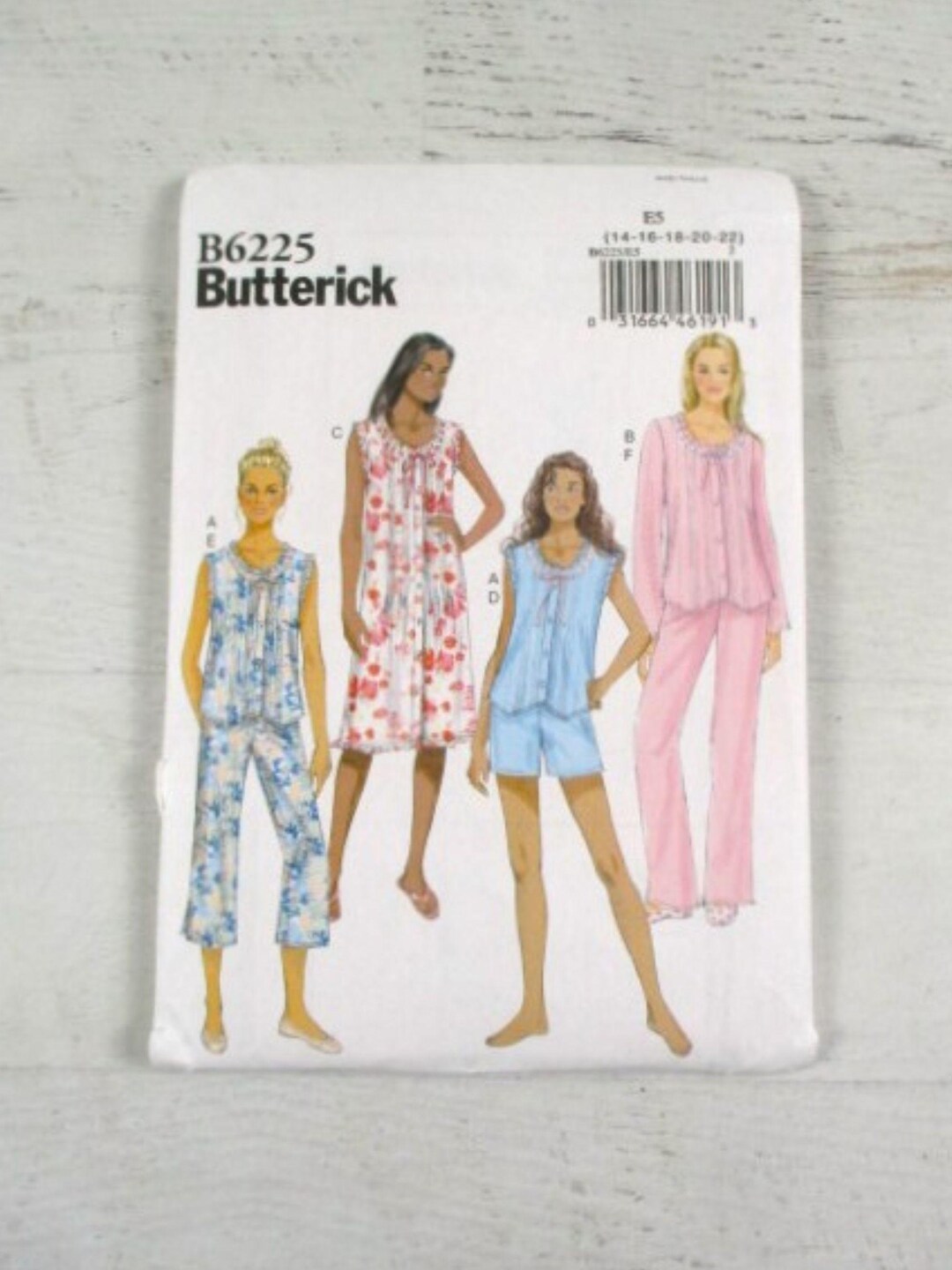 Butterick UNCUT 6225 - Misses' - Pajamas, Sleepwear, Loungewear - Top ...