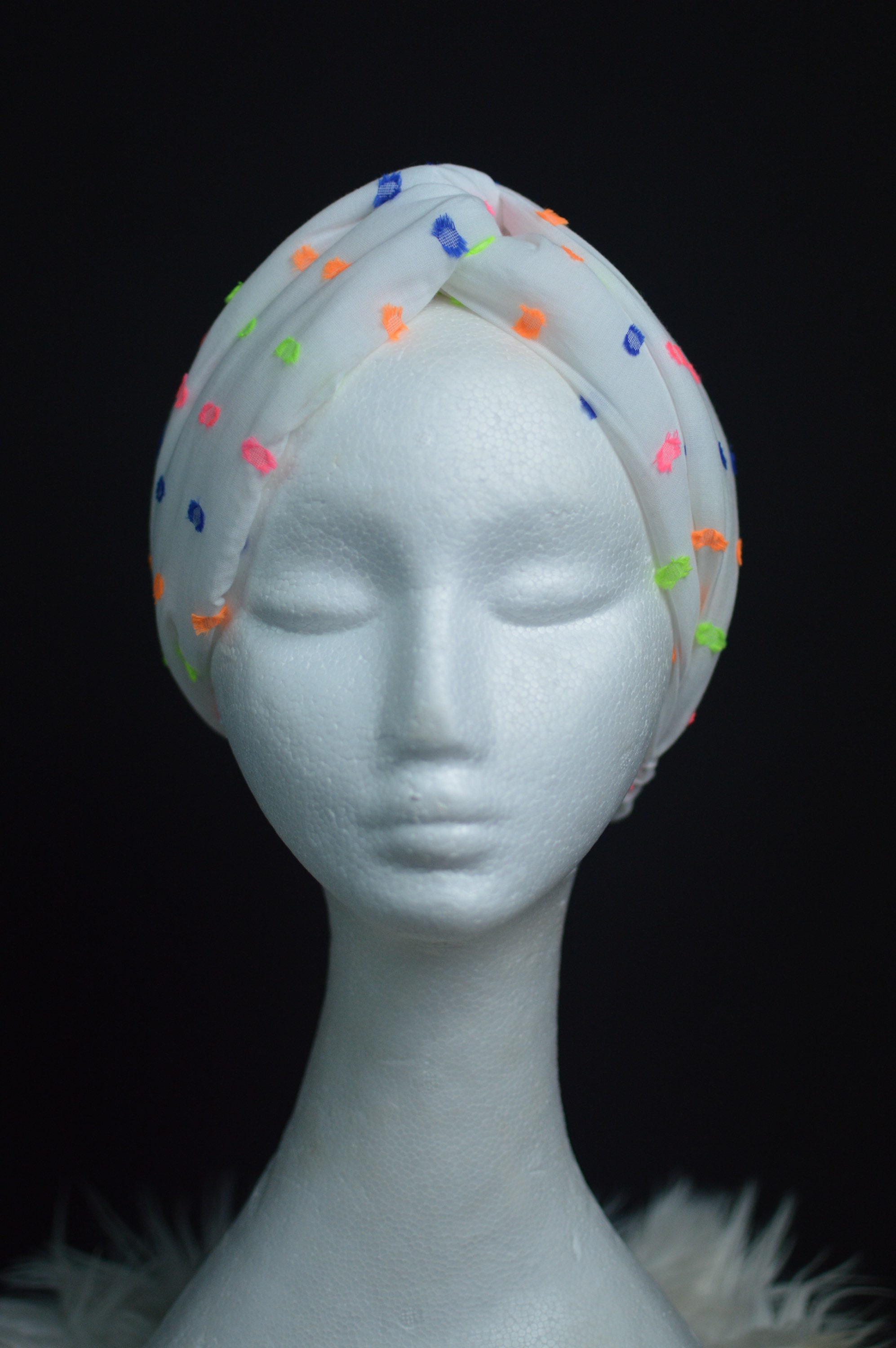 Neon Dot Plush Turban Headband - Etsy