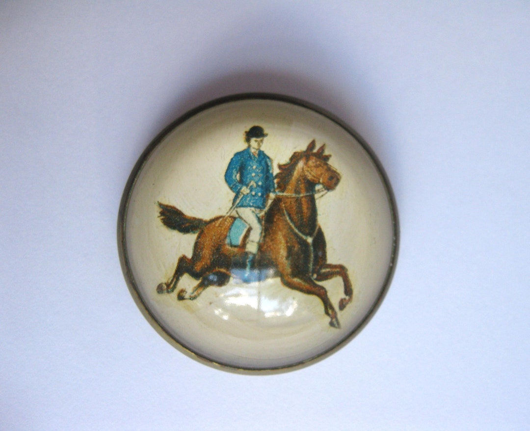 Antique Late 1800s Victorian Bridal Rosette - Horse and Rider - Glass ...