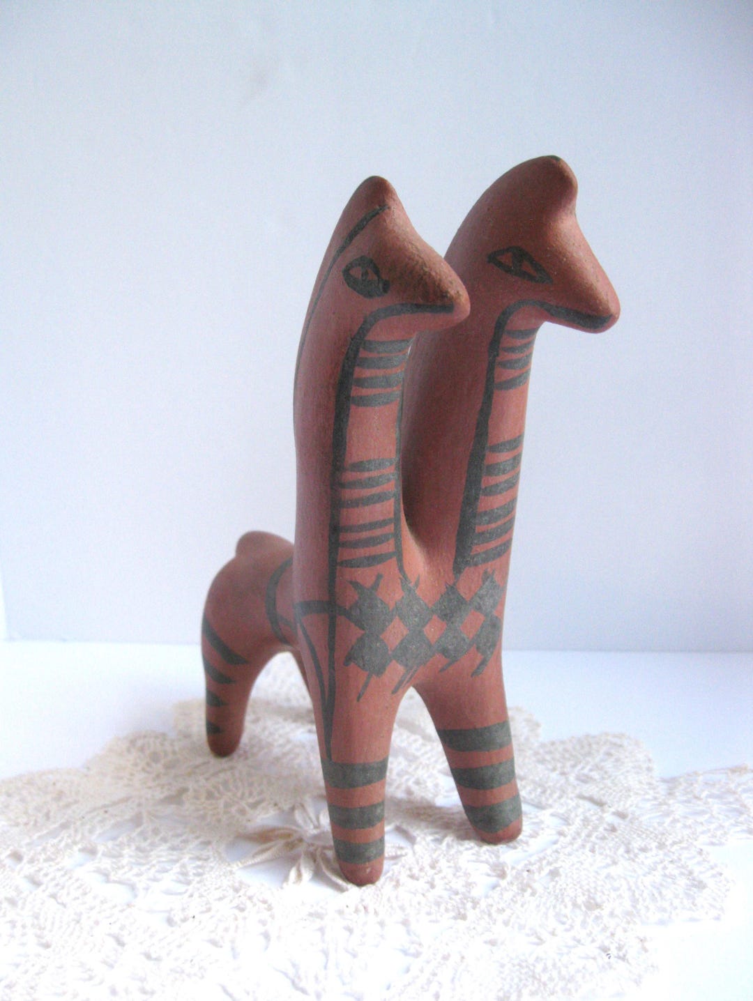 Vintage Clay Peruvian Mythical Two Headed Llama Figurine - Symbolizes ...