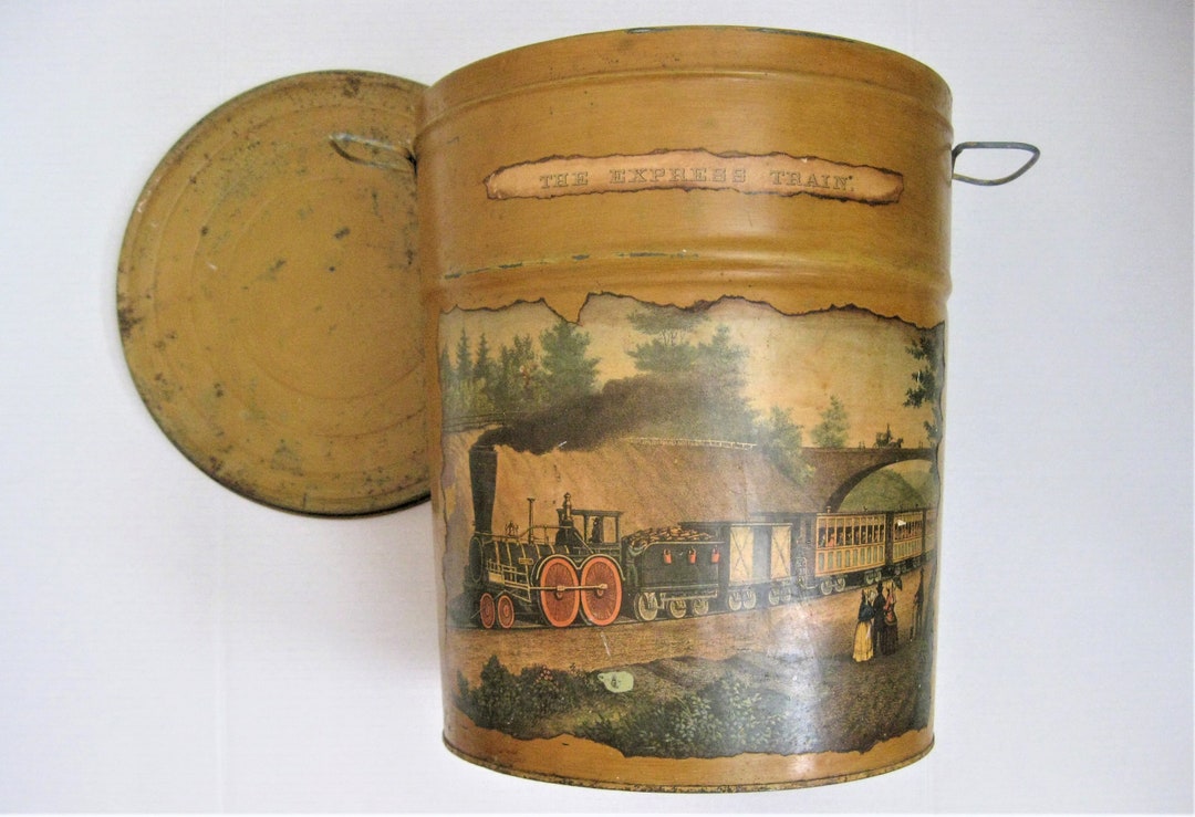 Vintage Yarrow Gold Large Storage Tin With Handles & Lid the Express ...