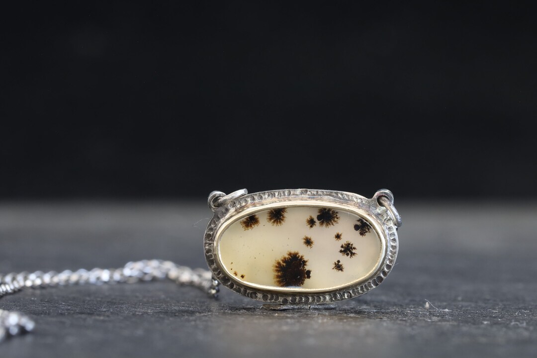 Dendritic Agate Gold and Silver Necklace, Dendritic Silver Necklace ...