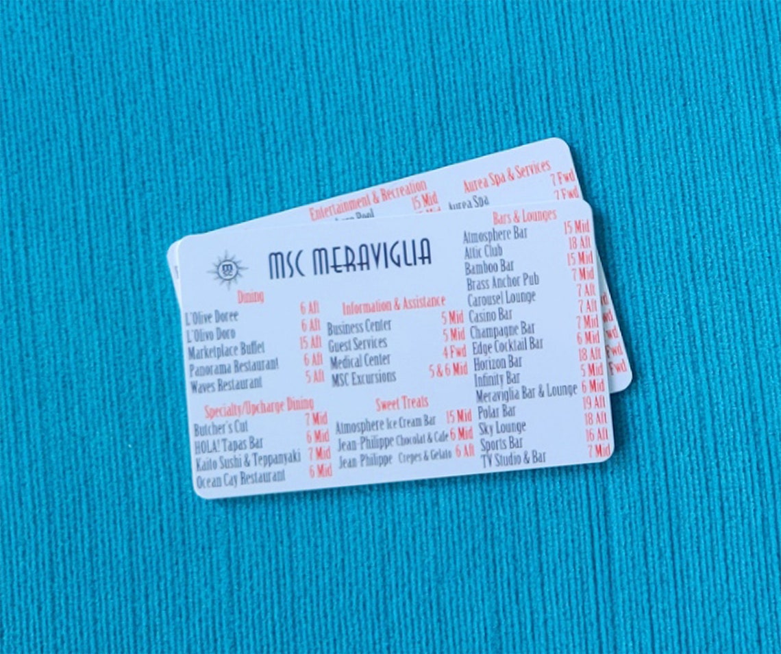 MSC Cruise Deck Locator® Cards: Cruise Wayfinder - Etsy