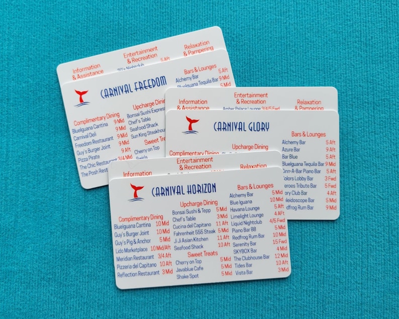 Carnival Cruise Deck Locator® Cards: Easy-read Wayfinder for Lanyard or ...