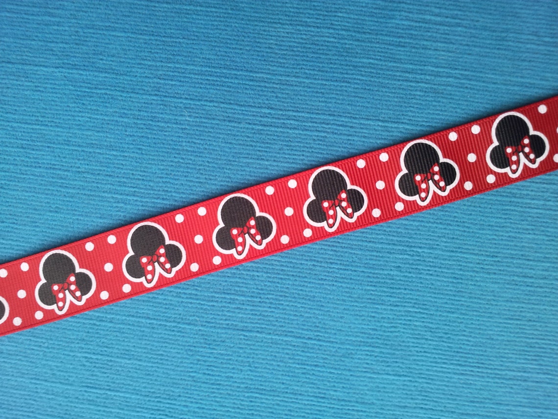 Minnie Mouse Heads on Red 7/8 Grosgrain Ribbon - Etsy