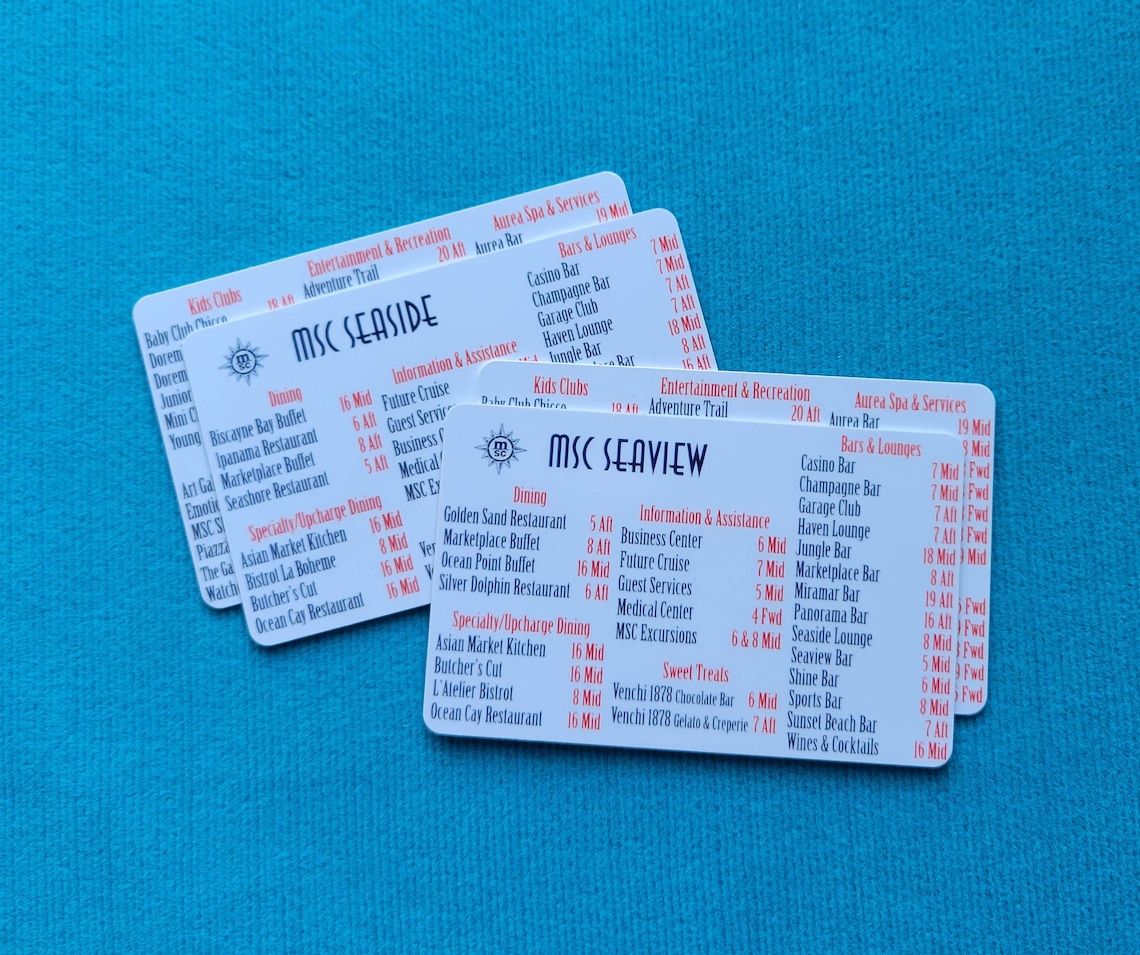 MSC Cruise Deck Locator® Cards: Cruise Wayfinder - Etsy