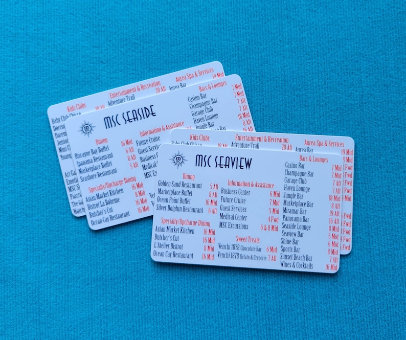 MSC Cruise Deck Locator® Cards: Cruise Wayfinder - Etsy