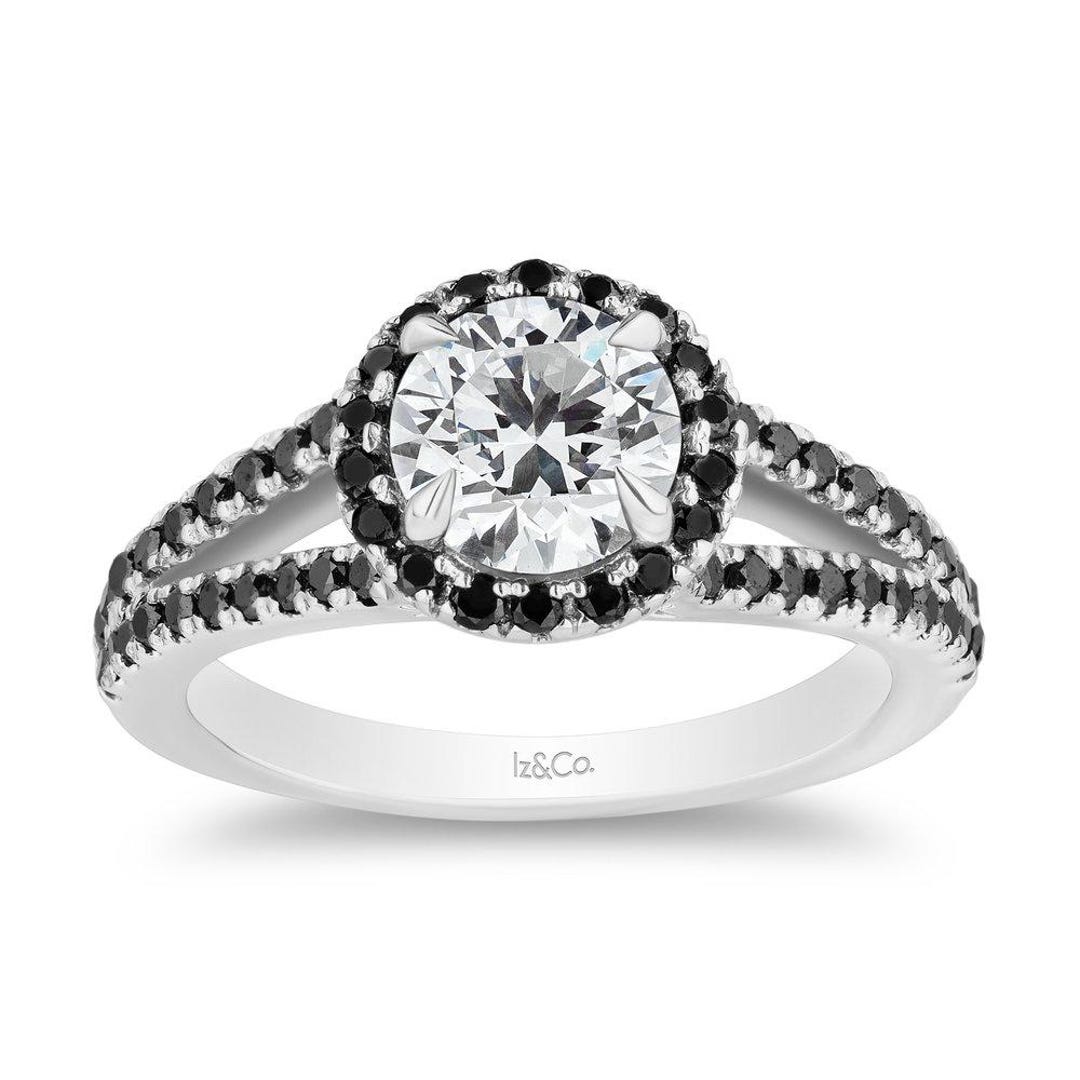 The Victoria Lab Grown & Black Diamond Engagement Ring - Etsy