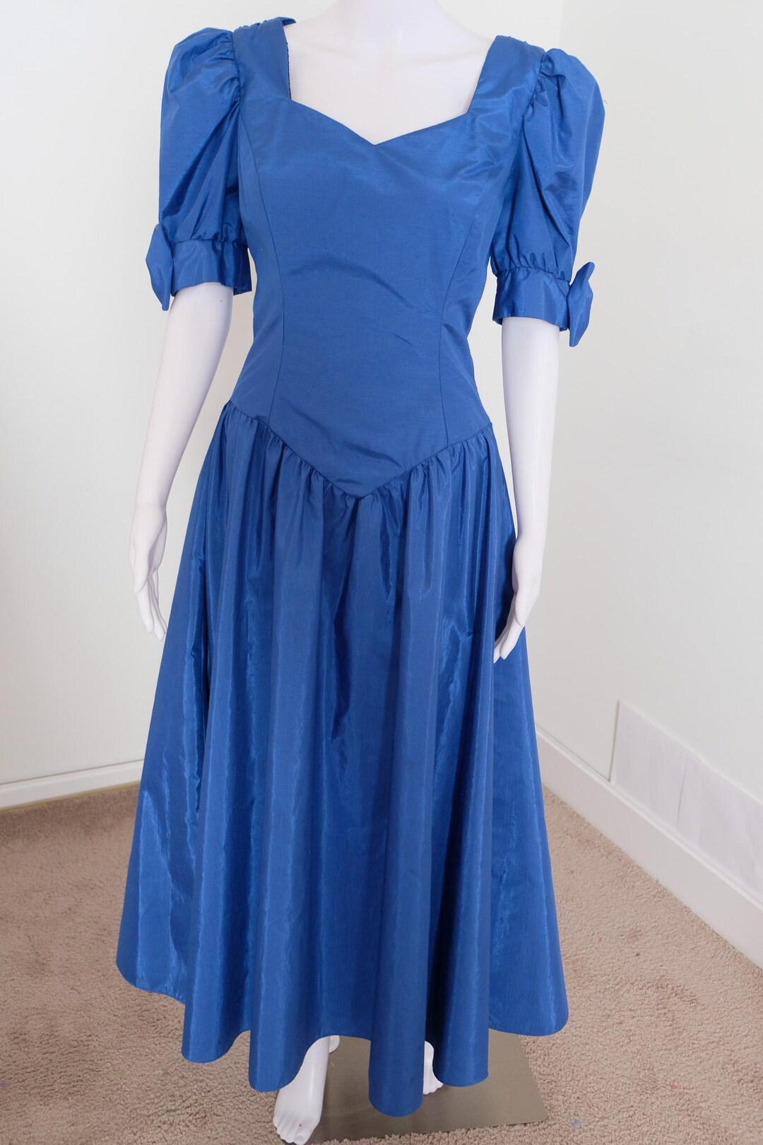 1980's Vintage Prom Dress Electric Blue Simple Bright Blue Formal ...