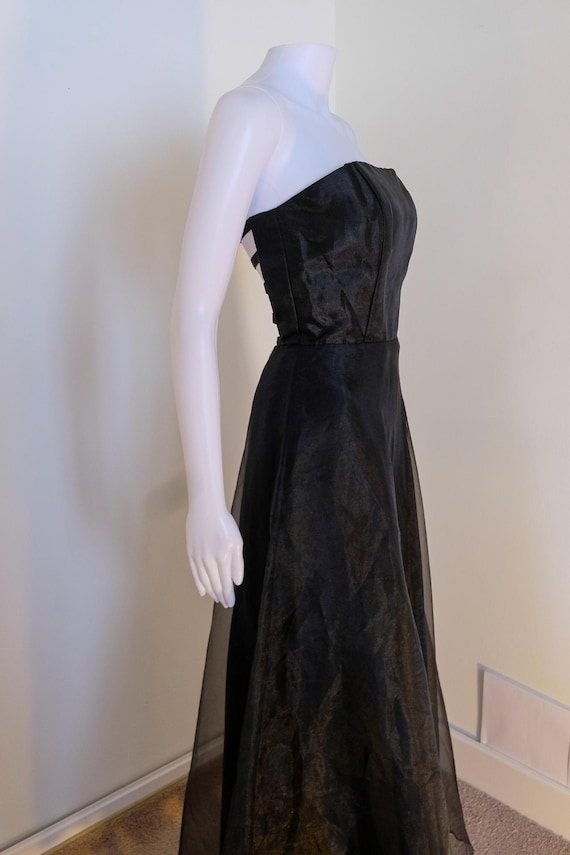 2000's Vintage Gown Simple Black chiffon shimmer stra… - Gem