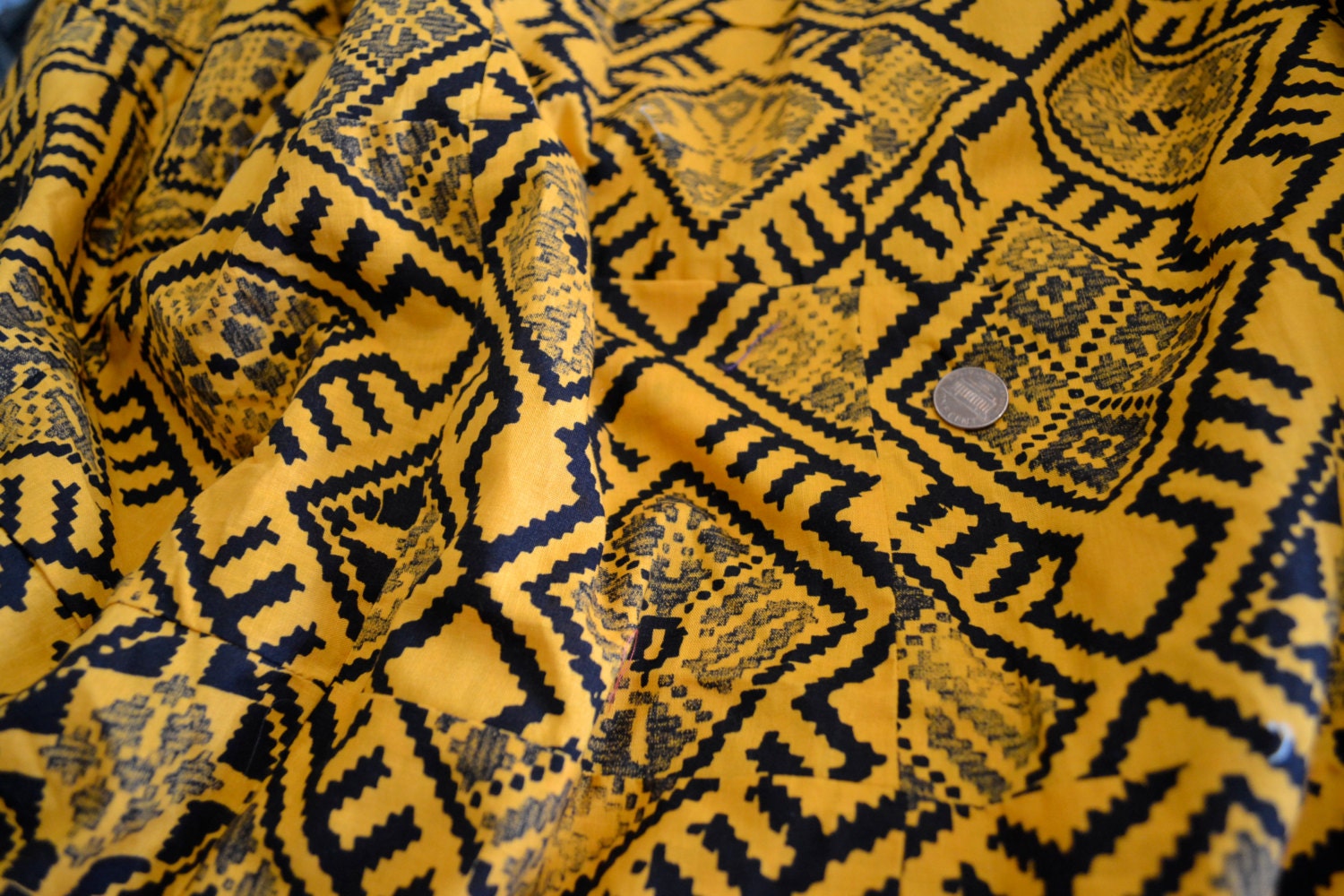 1950's Vintage Orange Black Aztec Cotton Fabric 1 Yard | Etsy