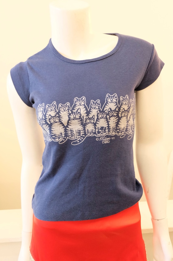 1970's Vintage B. Kliban Cats Cotton Polyester Navy B… - Gem