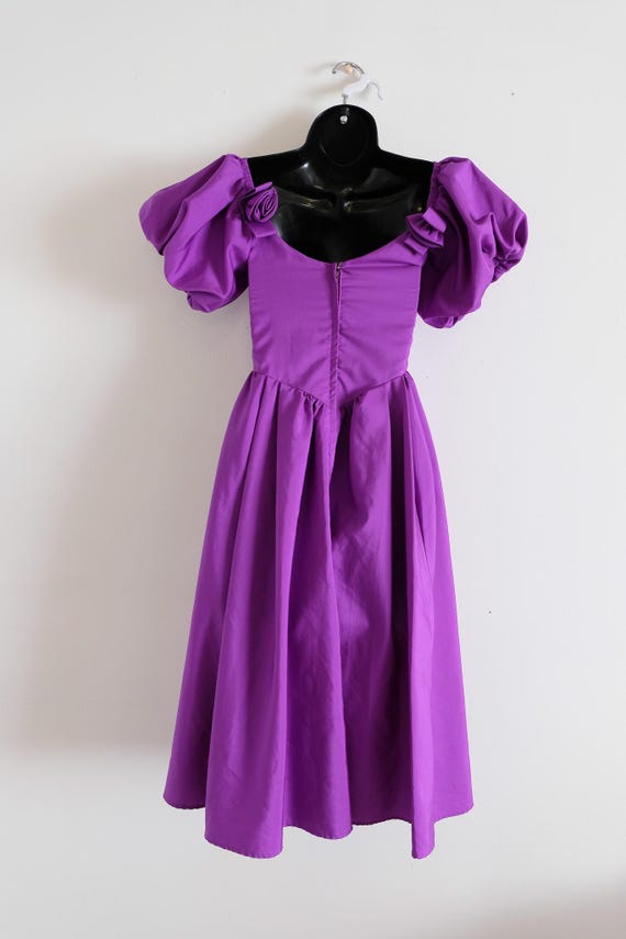 1980's Vintage Prom Dress Bright Purple Formal Brides… - Gem