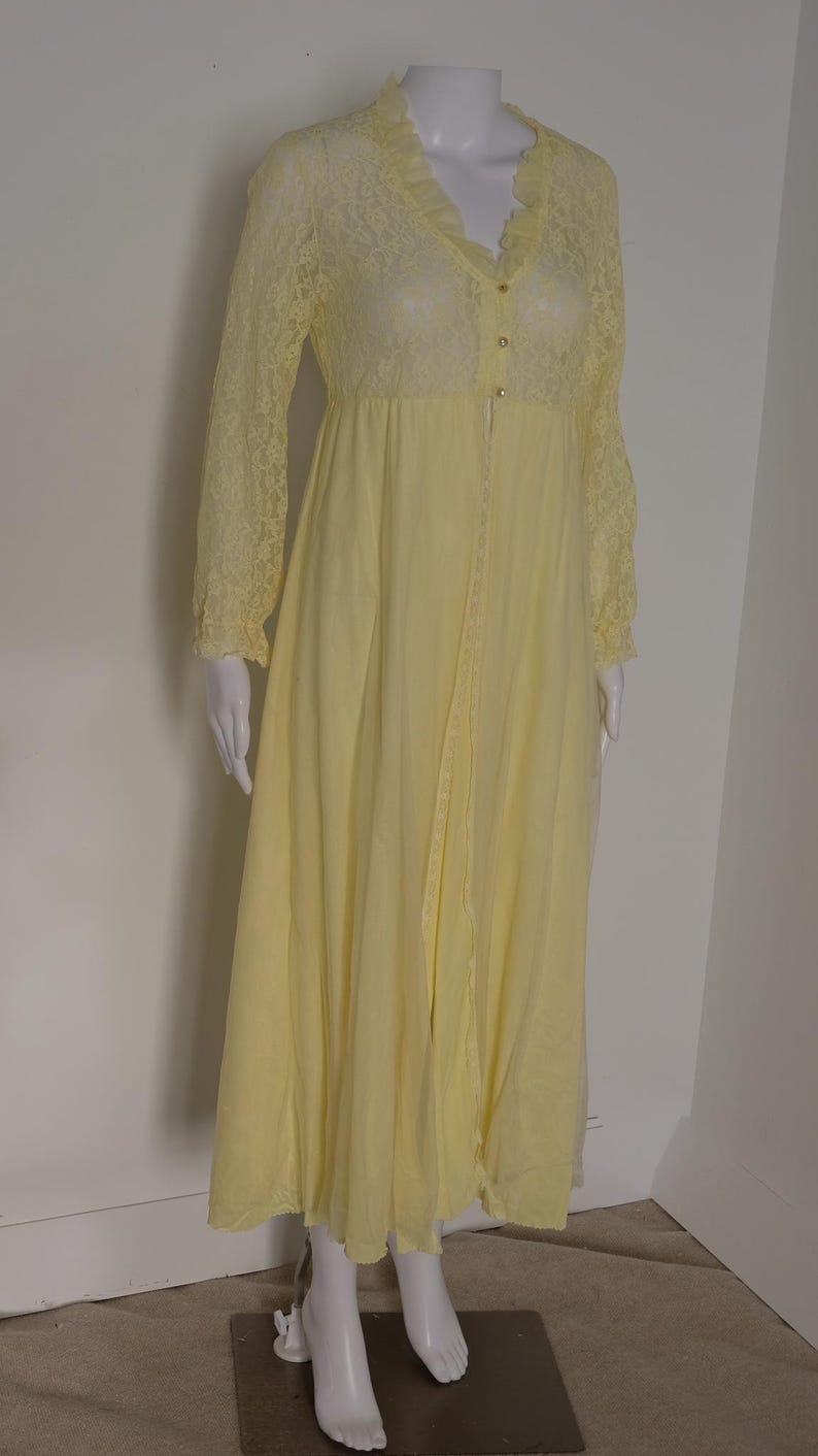 1960's Vintage Yellow Lace Sheer Nylon Slumber Party Negligee Lingerie ...