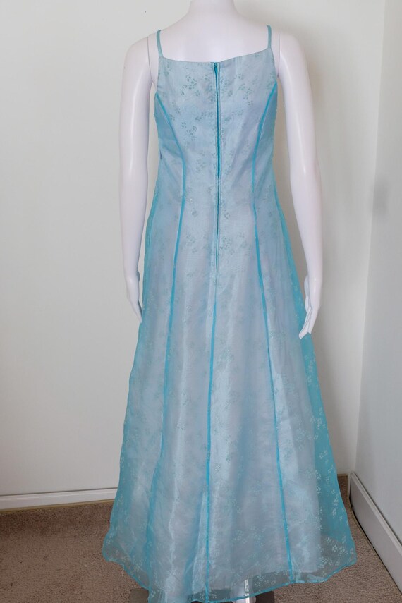 2000's Vintage Gown baby blue sparkle overlay chiffon… - Gem