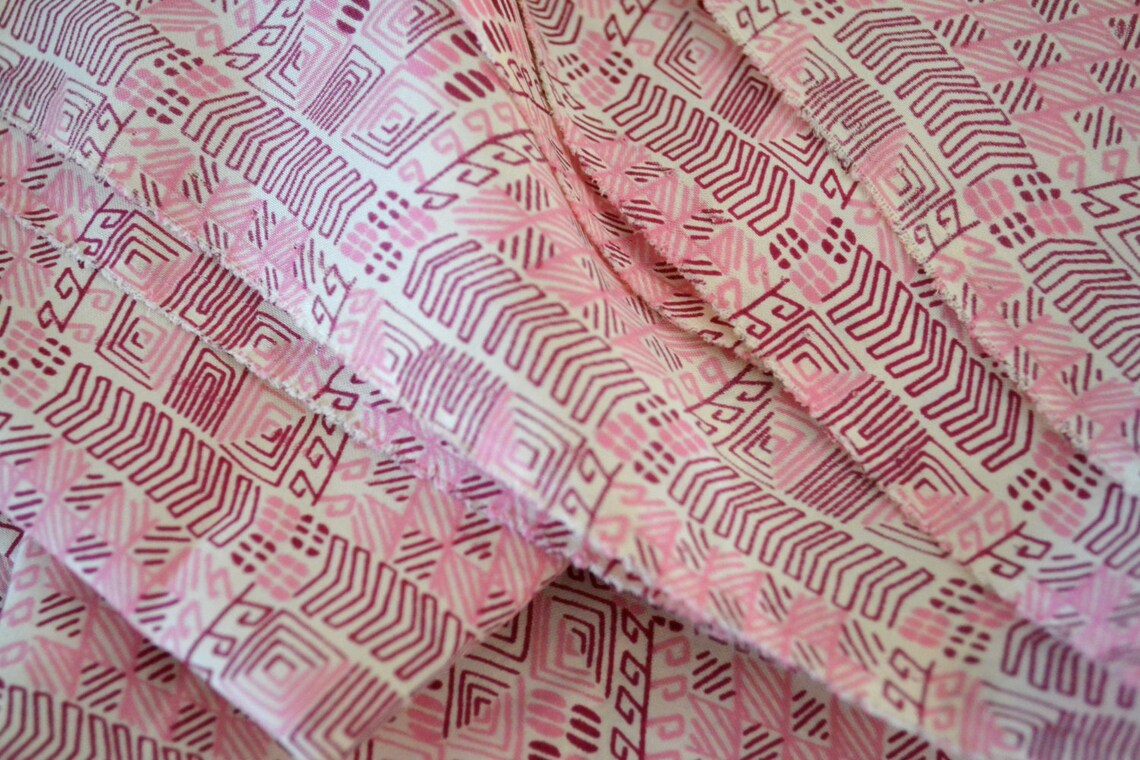 1950's Vintage Geometric Printed Acetate Pink and Magenta - Etsy