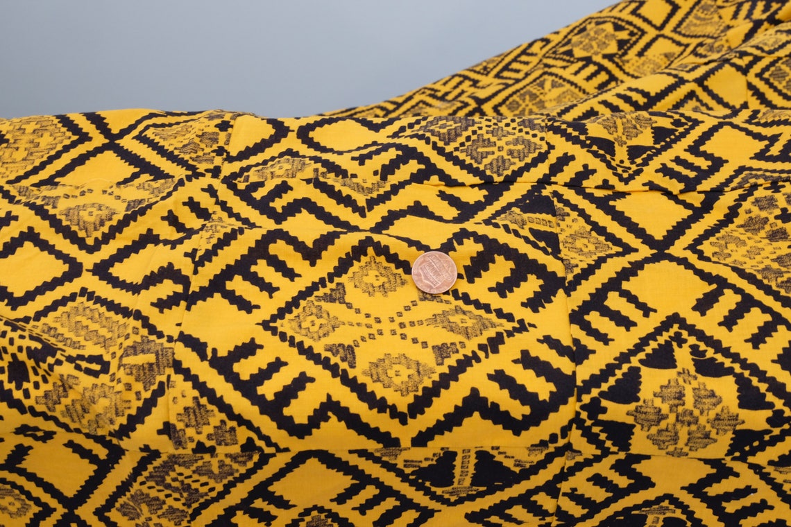 1950's Vintage Orange Black Aztec Cotton Fabric 1 Yard 27" Long by 72 ...