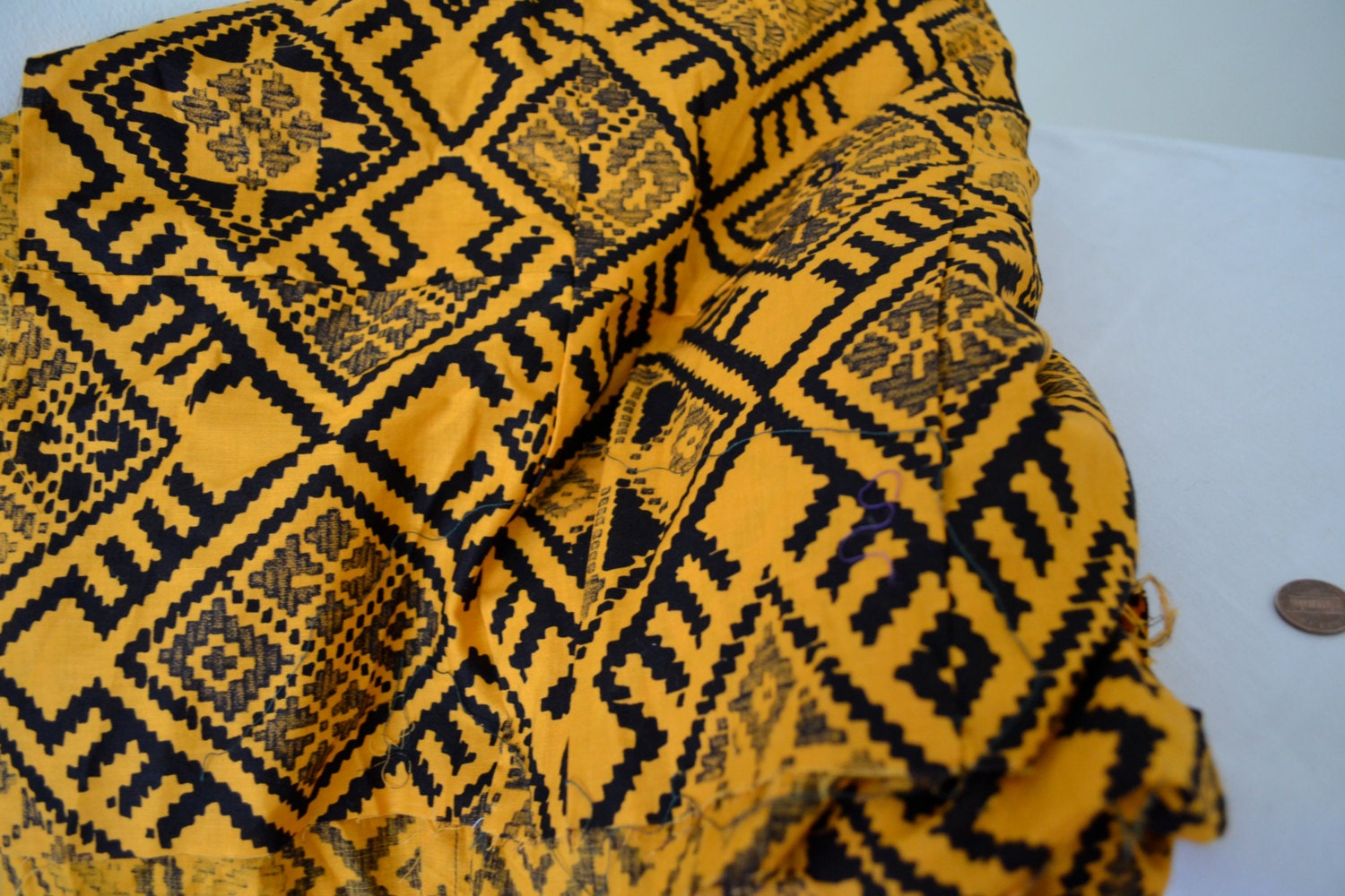 1950's Vintage Orange Black Aztec Cotton Fabric 1 Yard | Etsy